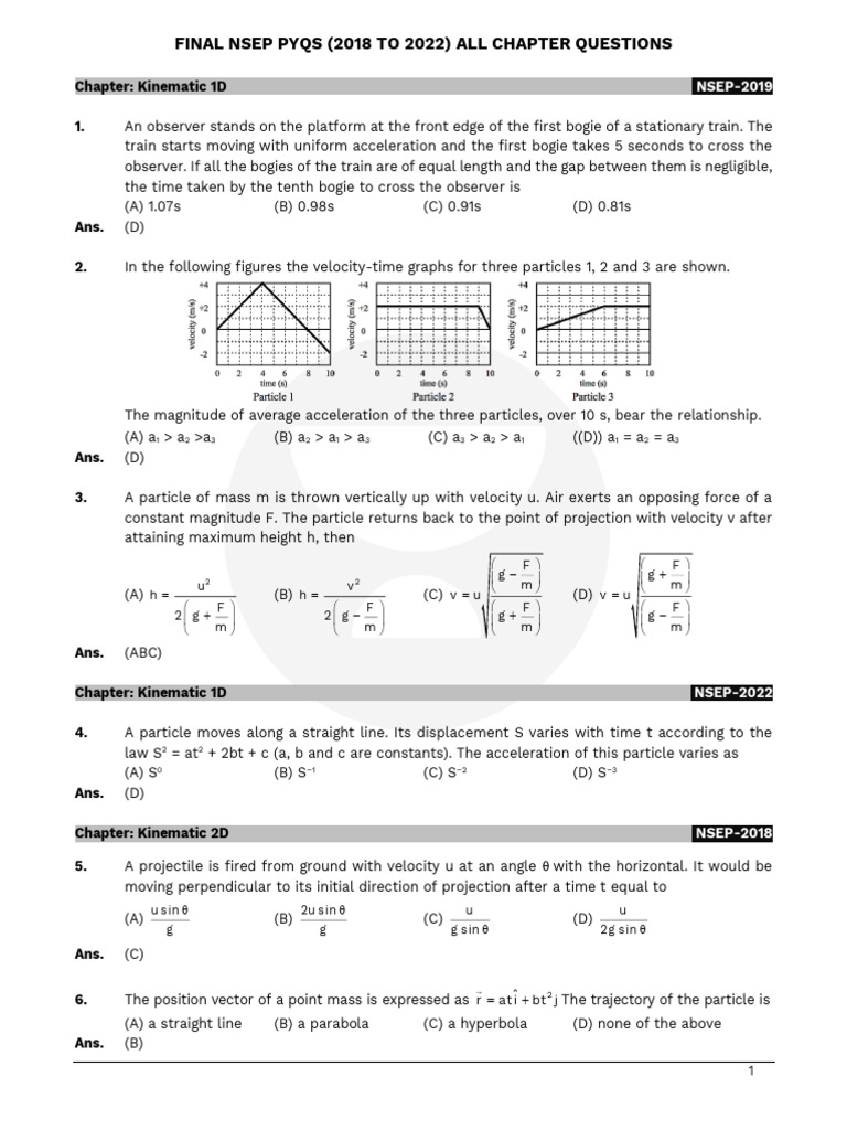 Final NSEP PYQs 2018 To 2022 All Chaper Questions | PDF