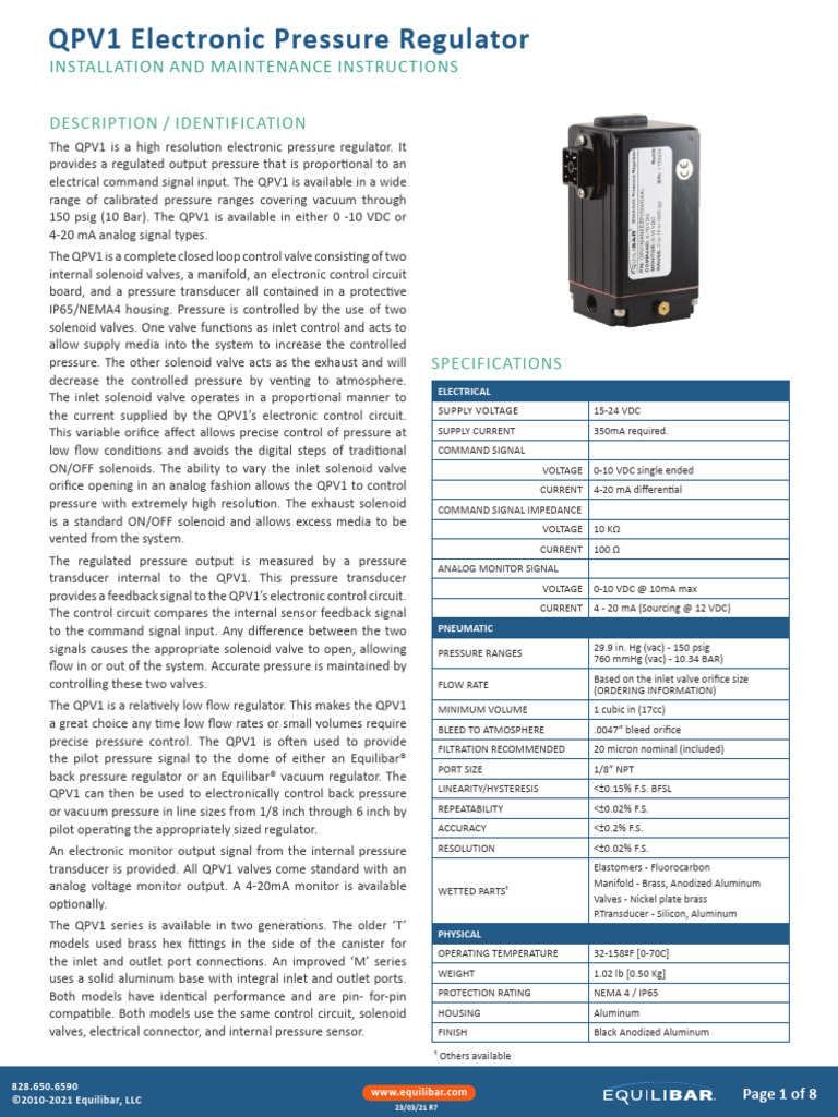Equilibar-QPV Installation and Maintenance Guide | PDF | Vacuum Tube ...