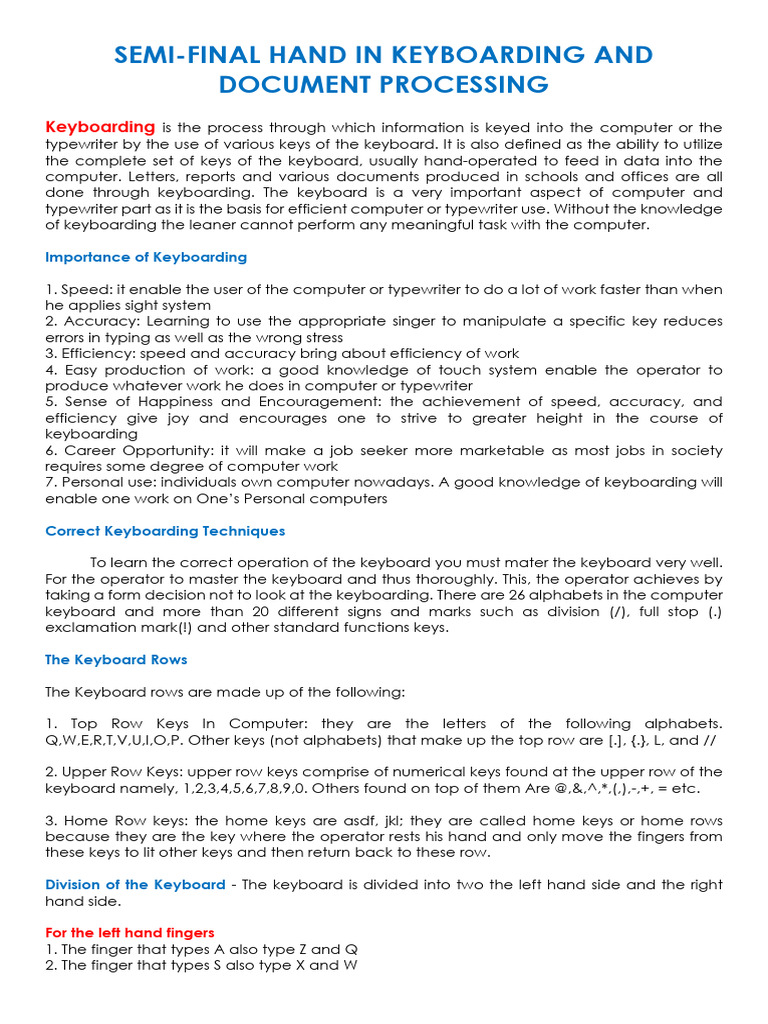 KB Semi Final Handout | PDF | Computer Keyboard | Usb