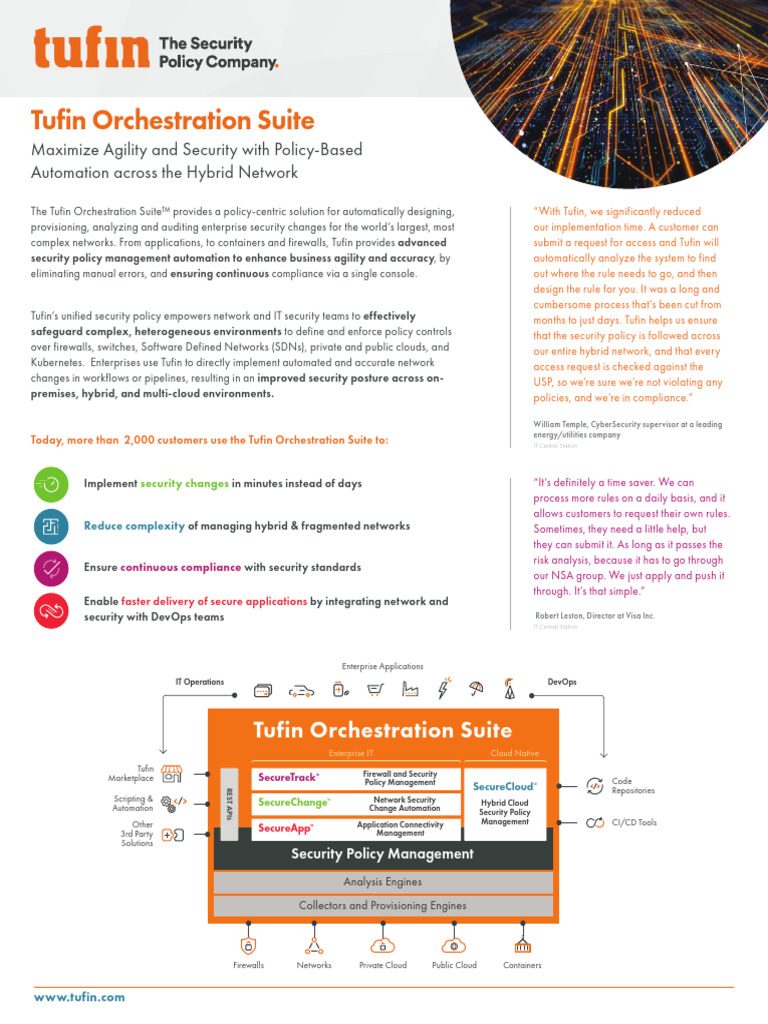 Tufin Orchestration Suite Brochure | PDF