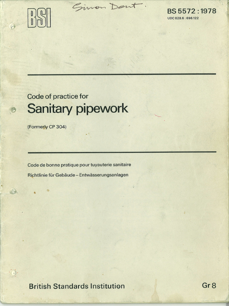 BS 5572 - 1978 Sanitary Pipework | PDF