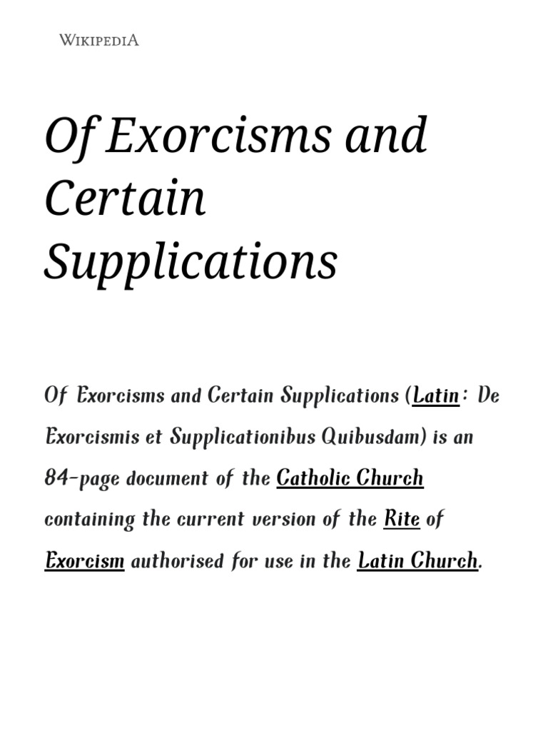 Of Exorcisms and Certain Supplications - Wikipedia | PDF | Exorcism ...