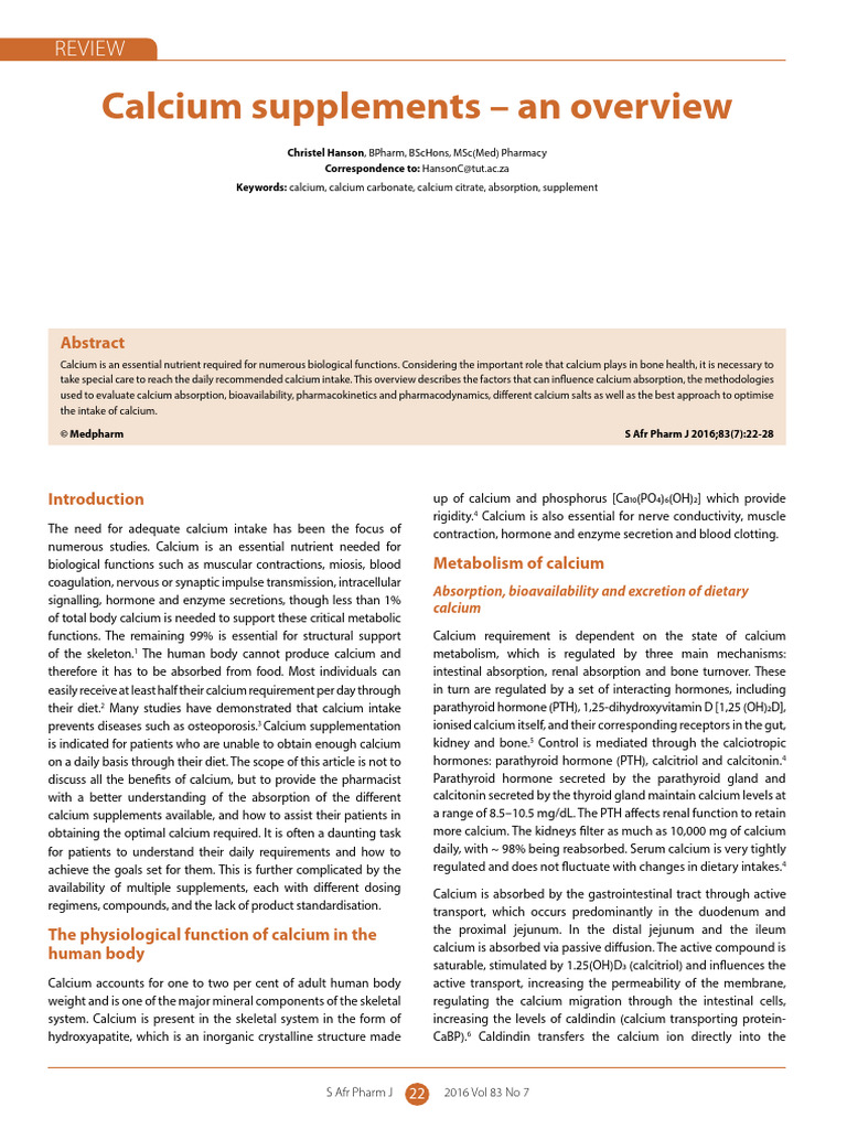 Calcium_supplements_an_overview | PDF | Vitamin D | Calcium