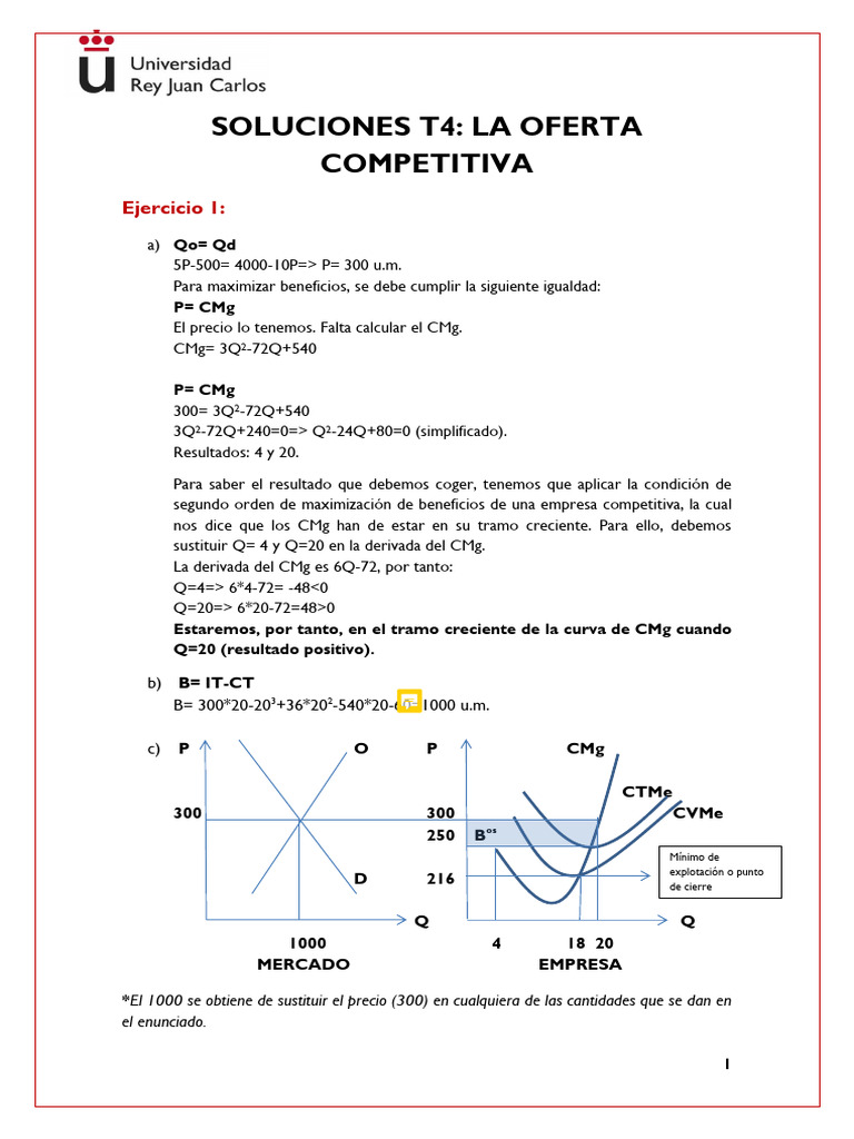 Soluciones Ejercicios T4 | PDF | Precios | Mercado (economía)