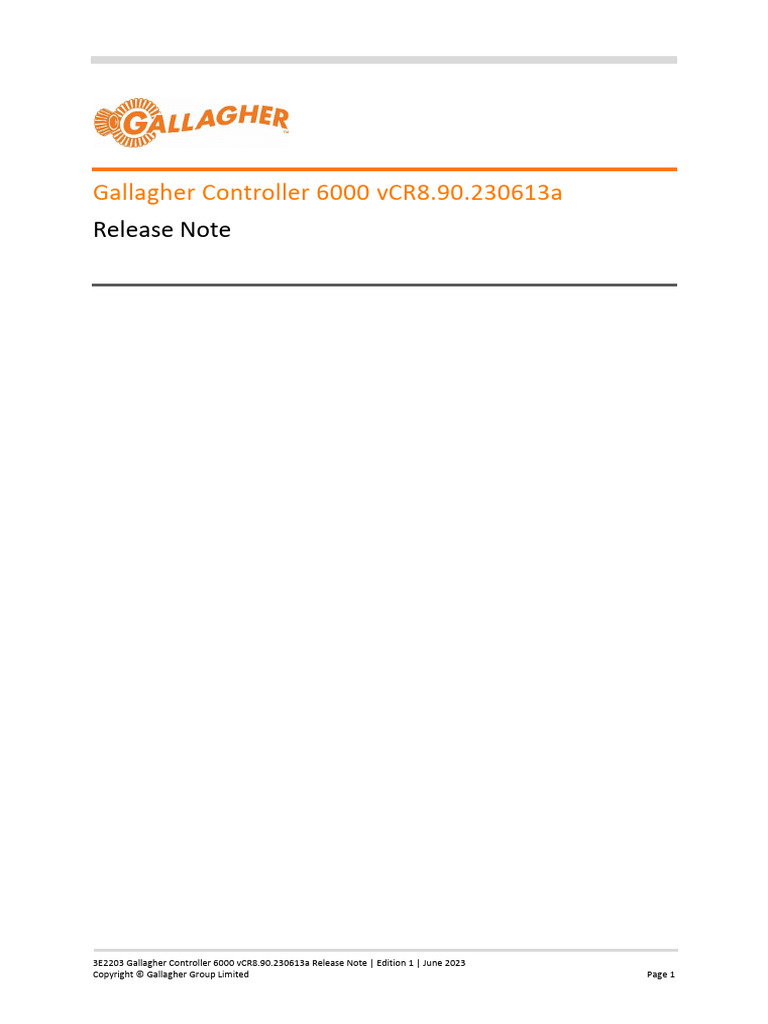 Release Note Controller 6000 | PDF