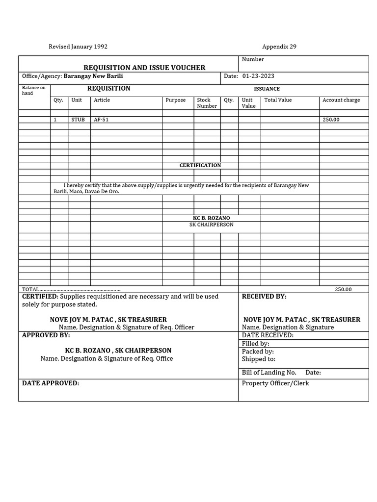 Requisition Voucher CTC | PDF