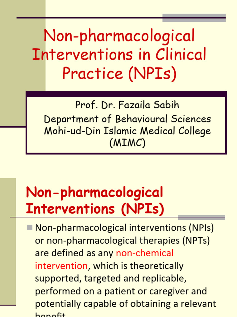 Non-Pharmacological Interventions in Clinical Practice | PDF | Nonverbal Communication ...