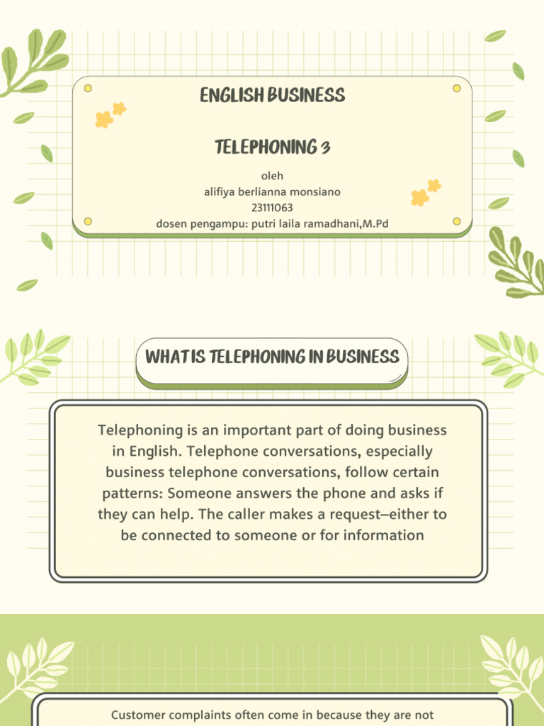 English Business Telephoning 3 | PDF