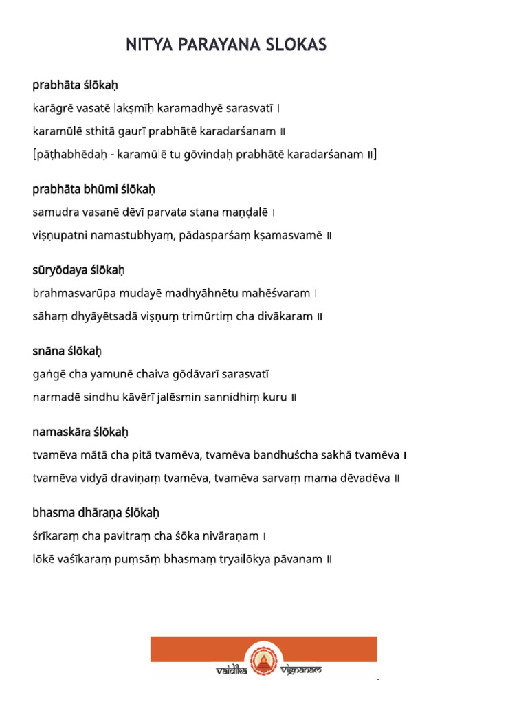 Nitya Slokas in English | PDF