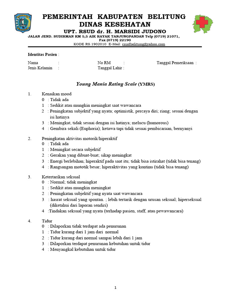 YMRS (Young Mania Rating Scale) RSMJ | PDF