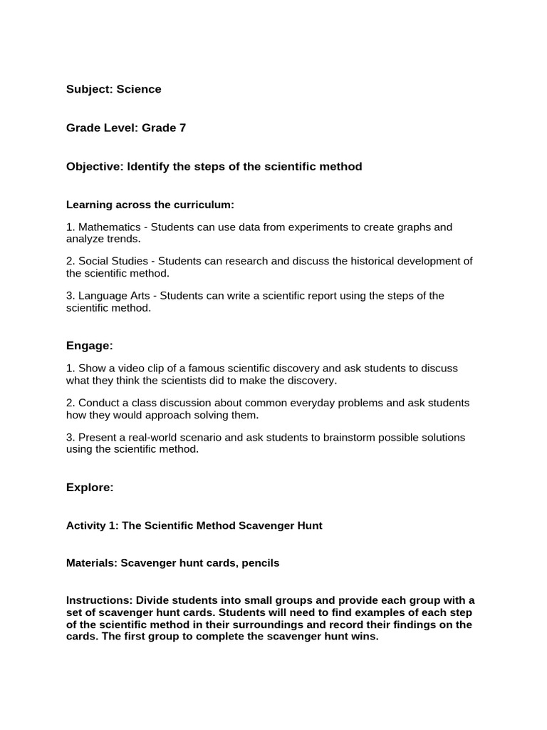 Lesson Plan | PDF | Scientific Method | Experiment