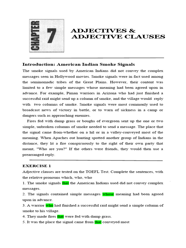 Chapter 7 Adjective and Adjective Clauses | PDF