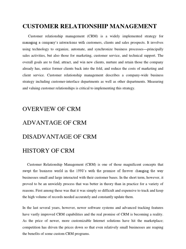 Understanding Customer Relationship Management | PDF | Customer ...