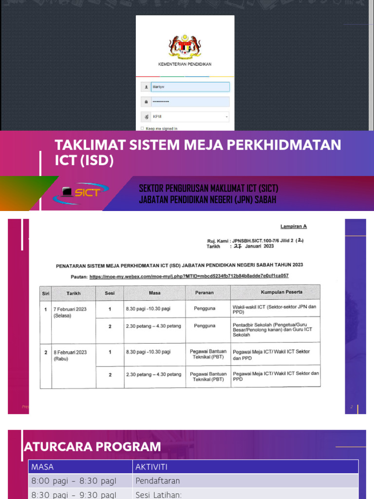 Taklimat Sistem Meja Bantuan Ict (Isd) - 2023 | PDF