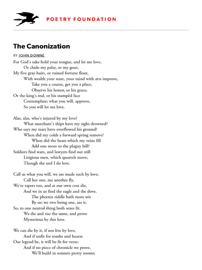 The Canonization by John Donne - Poetry Foundation | PDF