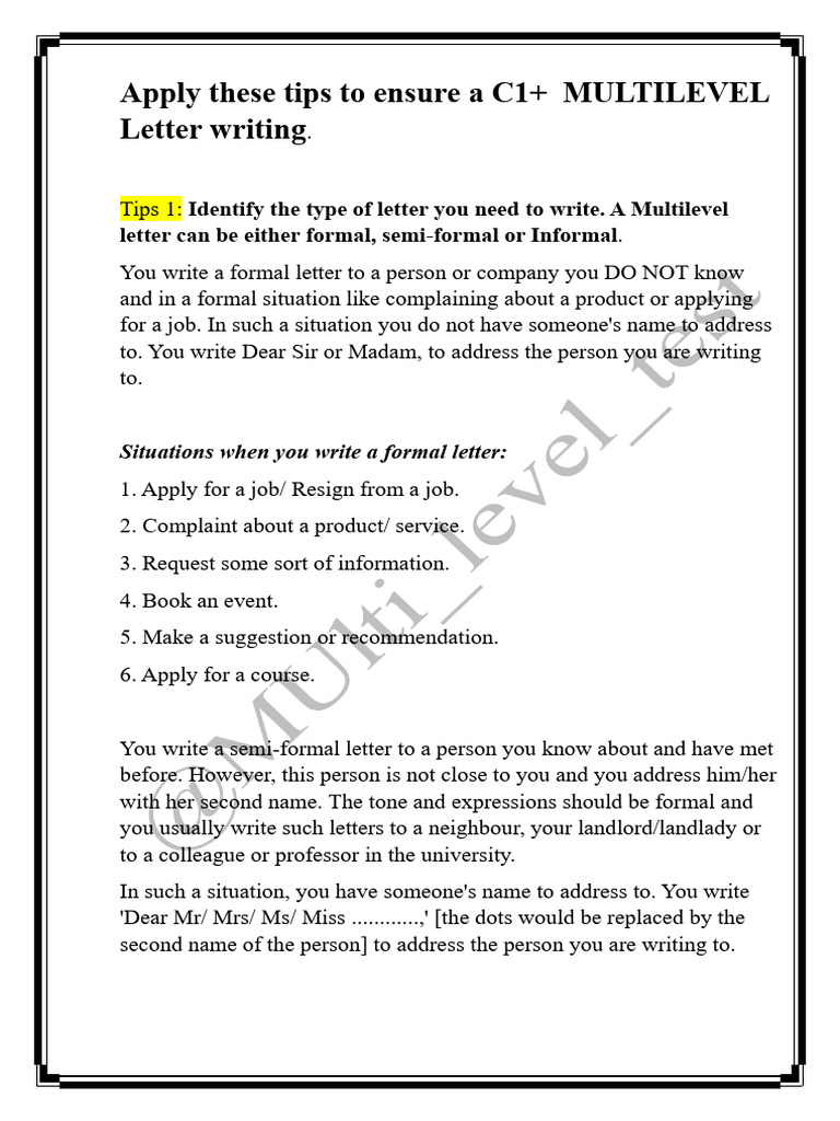 @multi - Level - Test C1 Letter Tips | PDF