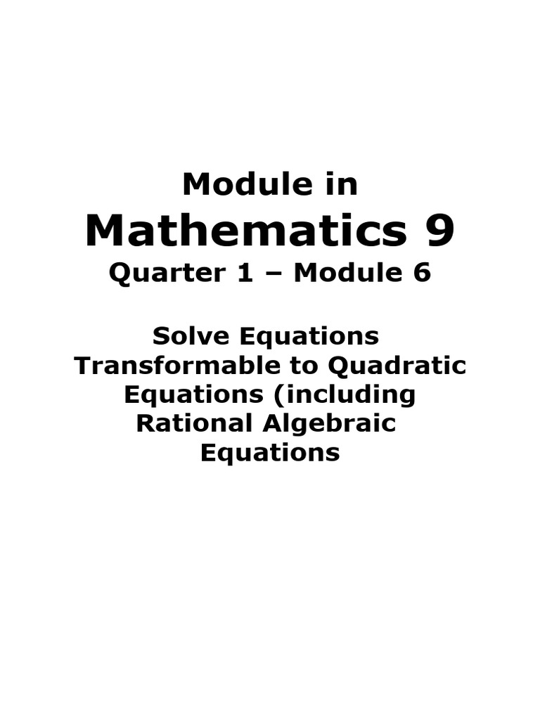Math 9 Quarter 1 Module 6 | PDF