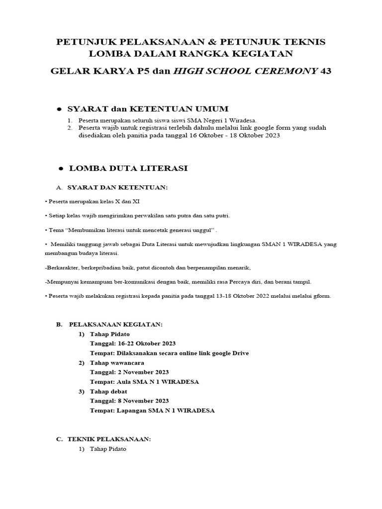 GAB Jukla Juknis Lomba Gelar Karya P5 & HSC 43 Fixxx BBBFB | PDF