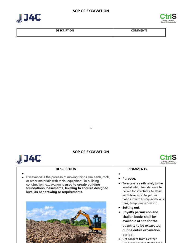 Excavation Sop | PDF