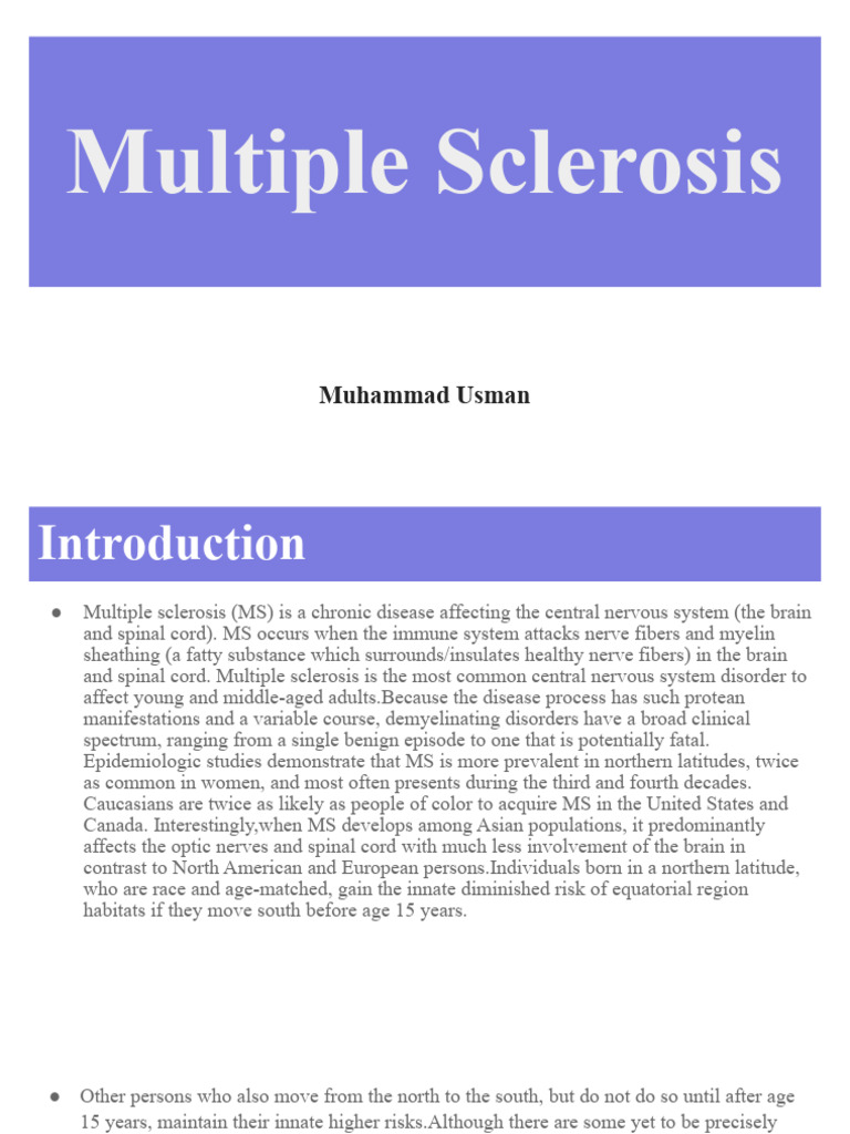 Multiple Sclerosis | Download Free PDF | Multiple Sclerosis | Myelin