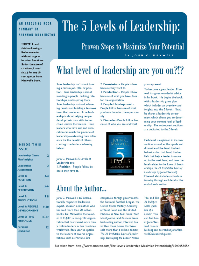 5 Levels of Leadership The Maxwell EBS P | PDF