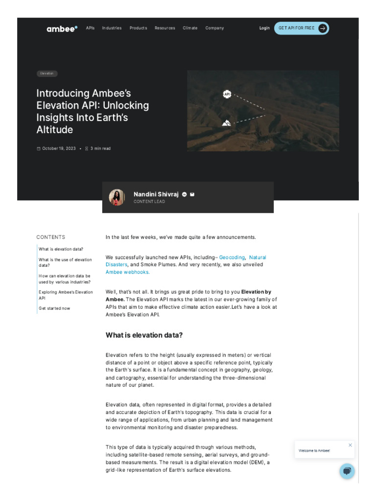 Introducing Ambee's Elevation API Unlocking Insights Into Earth's ...