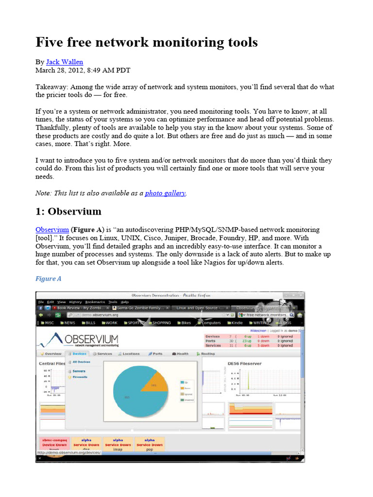 Five Free Network Monitoring Tools | PDF | Computer Network | Command Line Interface