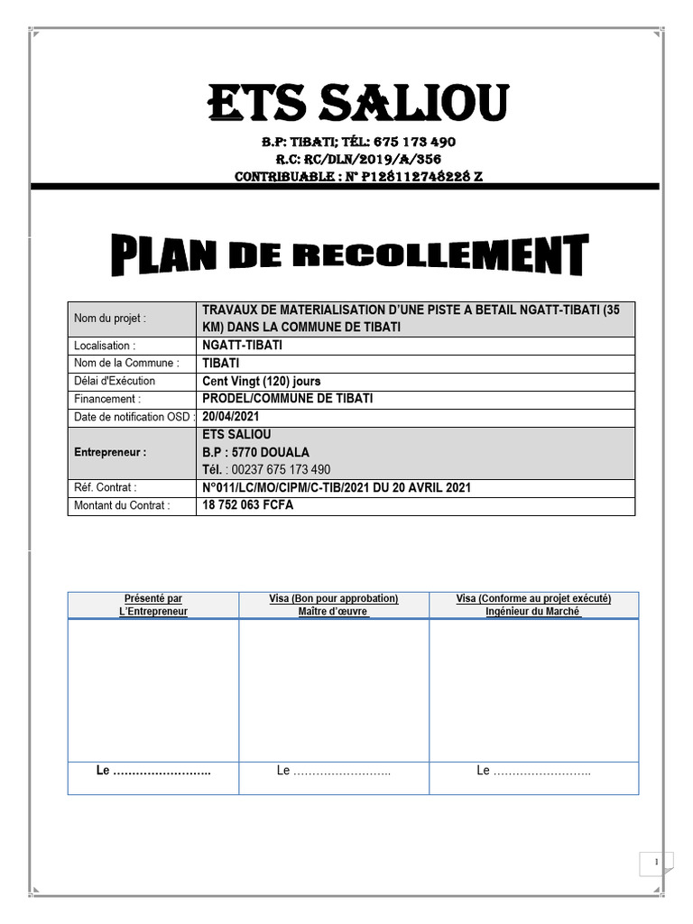 Plan de Recollement SALIOU | PDF