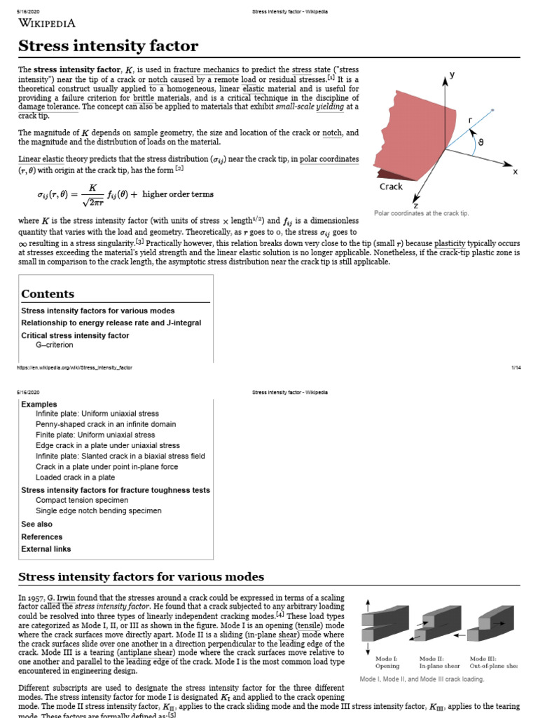Stress Intensity Factor - Wikipedia | PDF