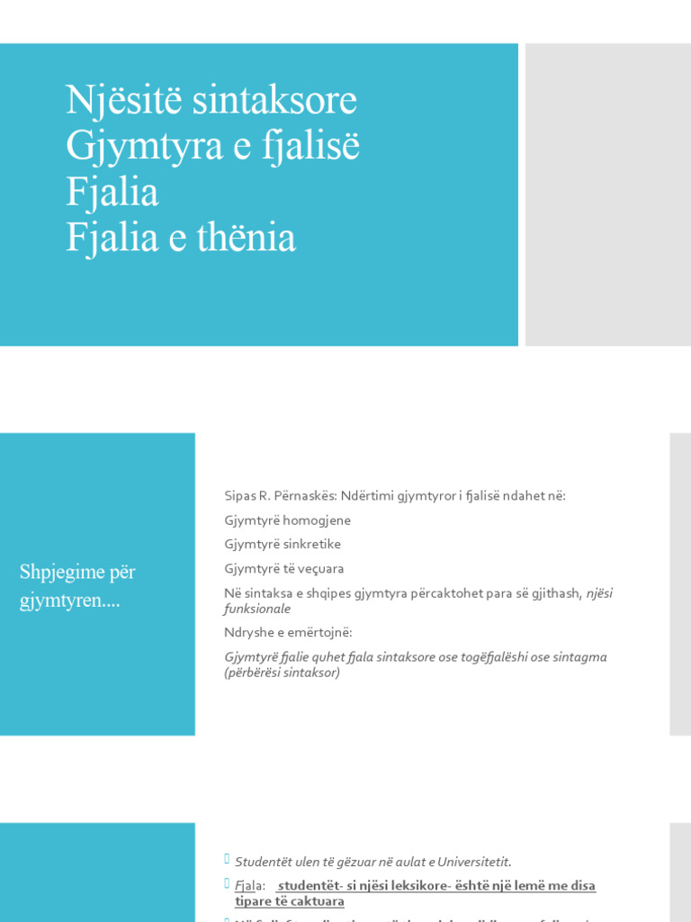 Leksion Sintakse Per Njesite Sintaksore | PDF