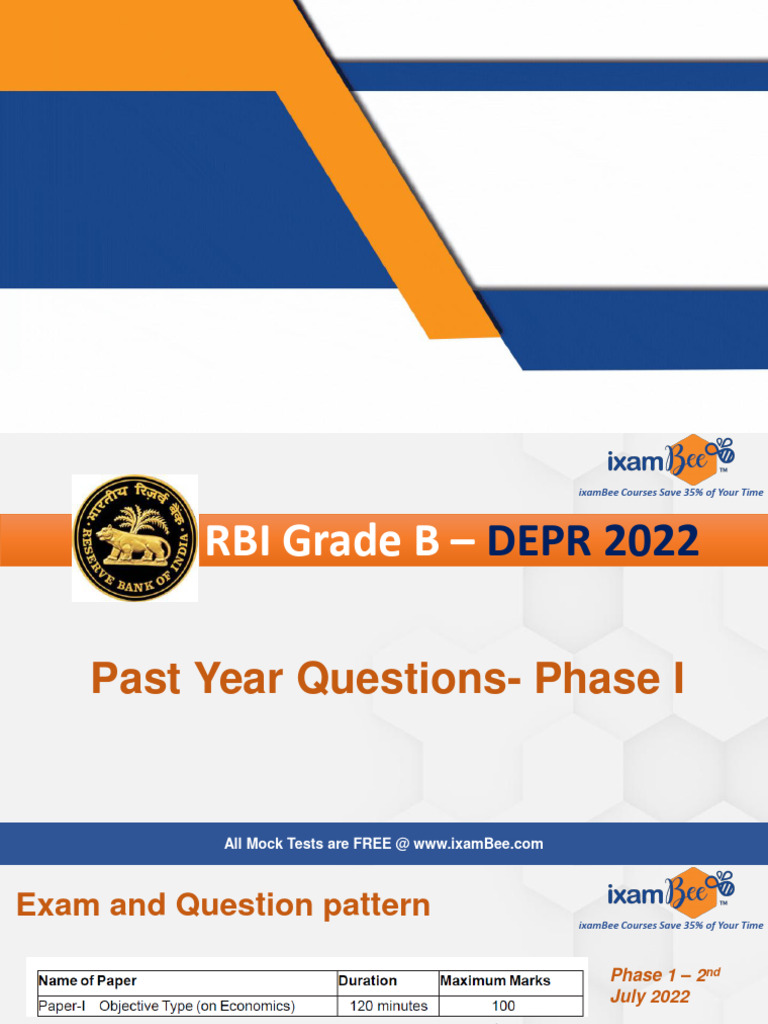 RBI DEPR 2022 Phase 1 Previous Year Questions Part 1 PDF | PDF RBI DEPR 2022 Phase 1 Previous Year Questions Part 1 PDF | PDF