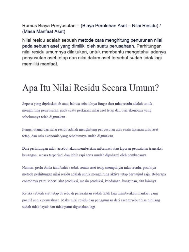 Rumus Biaya Penyusutan | PDF Rumus Biaya Penyusutan | PDF