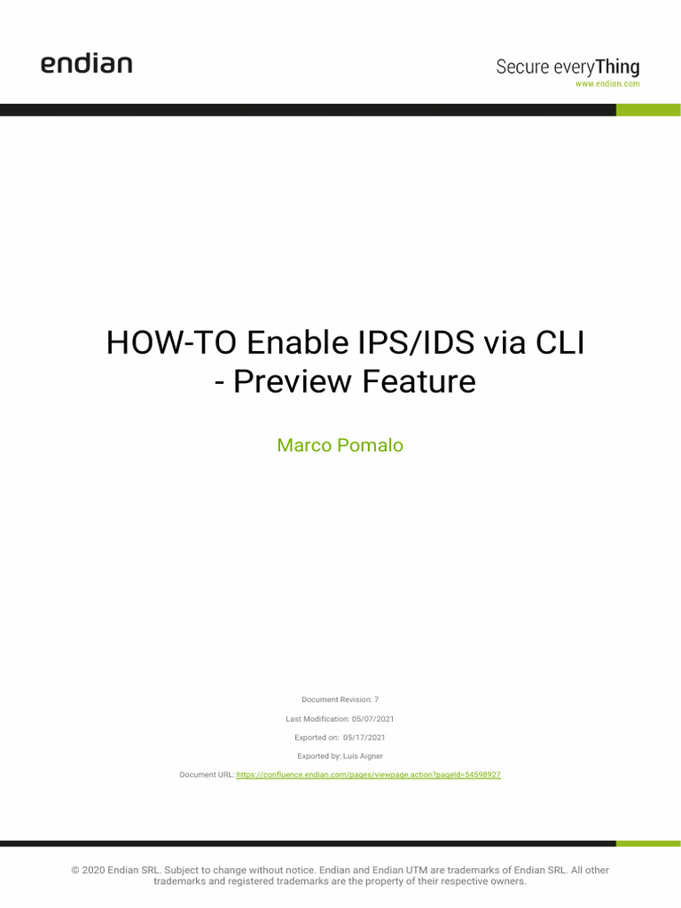 Endian How-To Enable Ips Ids Via Cli | PDF