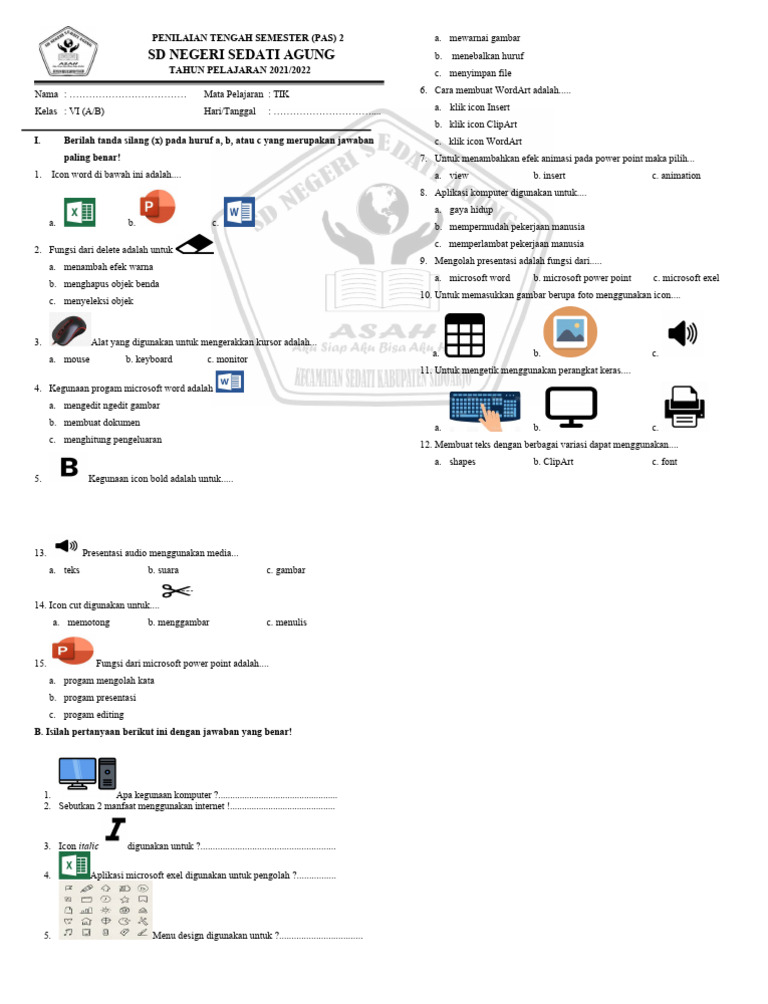 Soal Uas Tik April 2022 | PDF