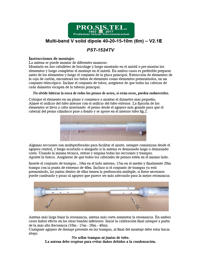 Montaje de Antena Dipolo Multibanda 40m | PDF | Tecnología