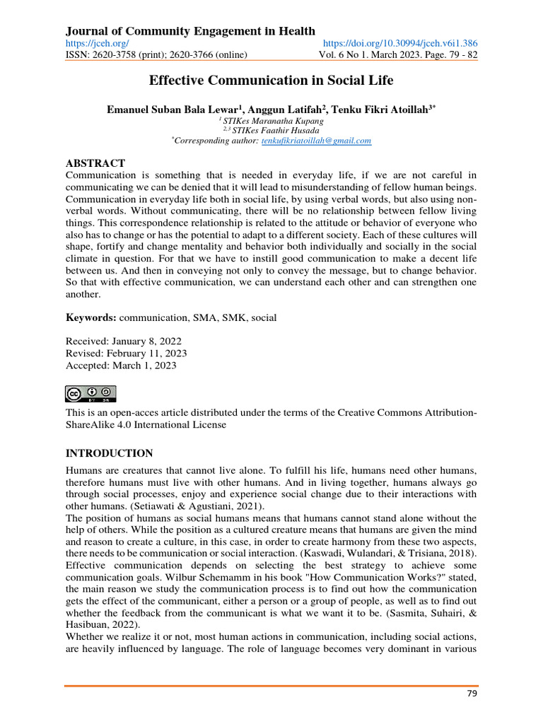 Effective Communication in Social Life | PDF