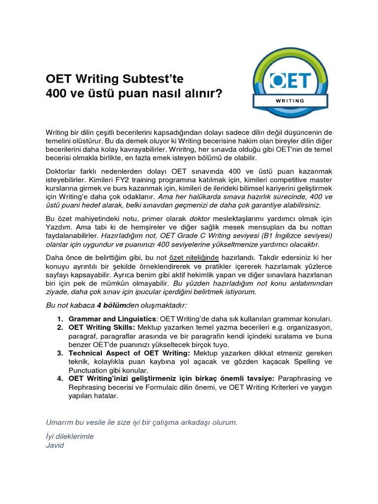 J OET Writing 400 | PDF