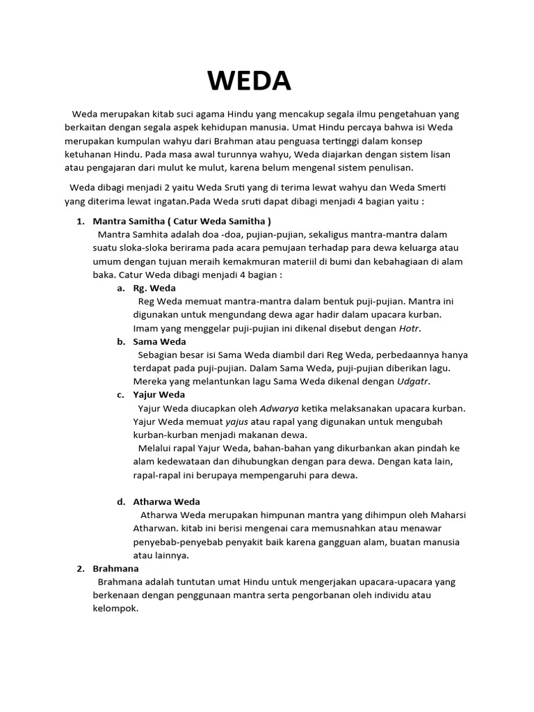 WEDA | PDF | Agama & Spiritualitas