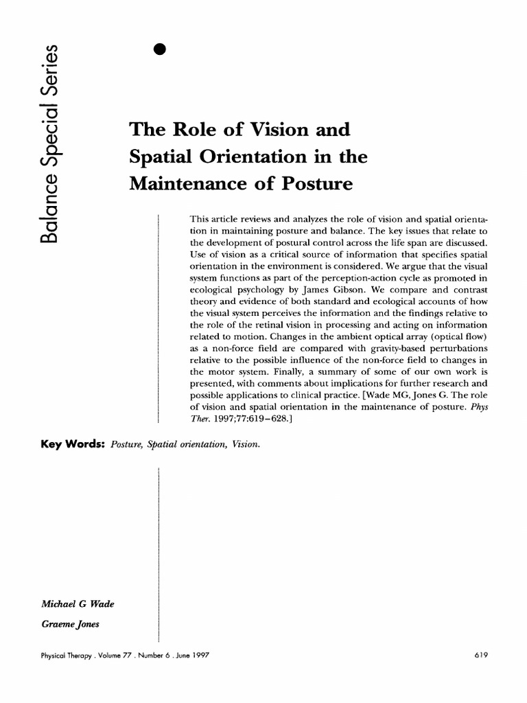 The Role of Vision and Spatial Orientation in The Maintenance of Posture | PDF