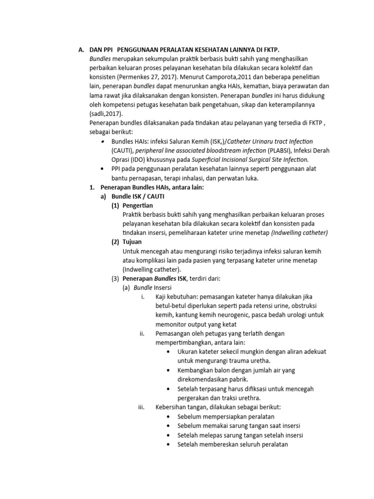 Pencegahan Dan Pengendalian Infeksi Dengan Penerapan Bundles Hais Dan Ppi Penggunaan Peralatan ...