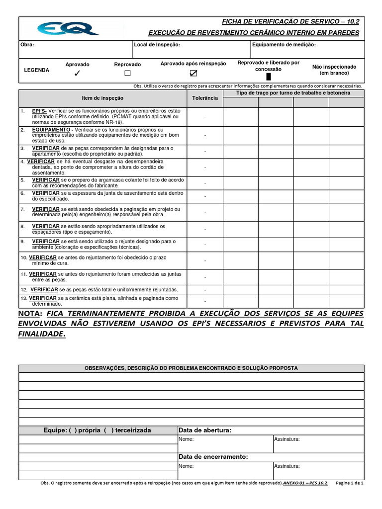 Verificação de Revestimento Cerâmico | PDF | Tecnologia e Engenharia