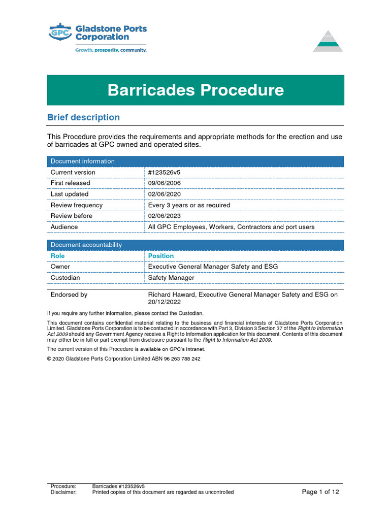 Barricade Installation and Safety Procedures | PDF