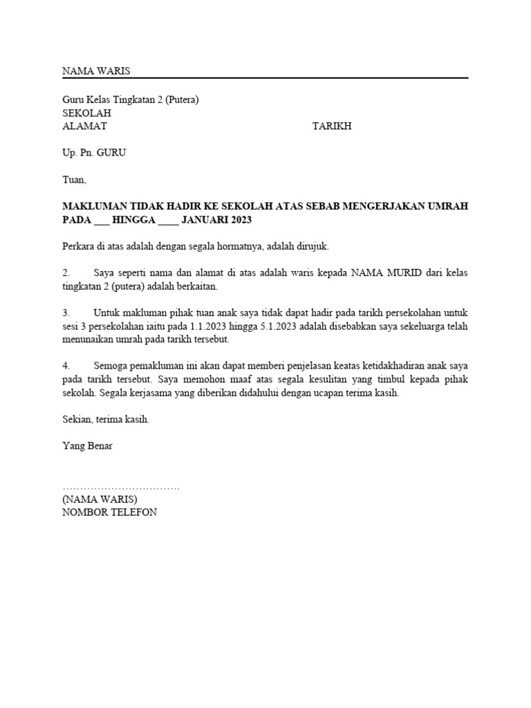 Contoh Surat Umrah | PDF