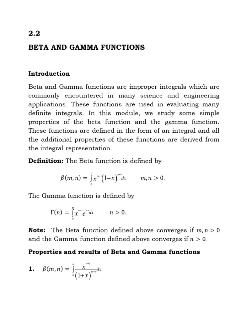 Unit 6 Beta and Gamma Functions | PDF