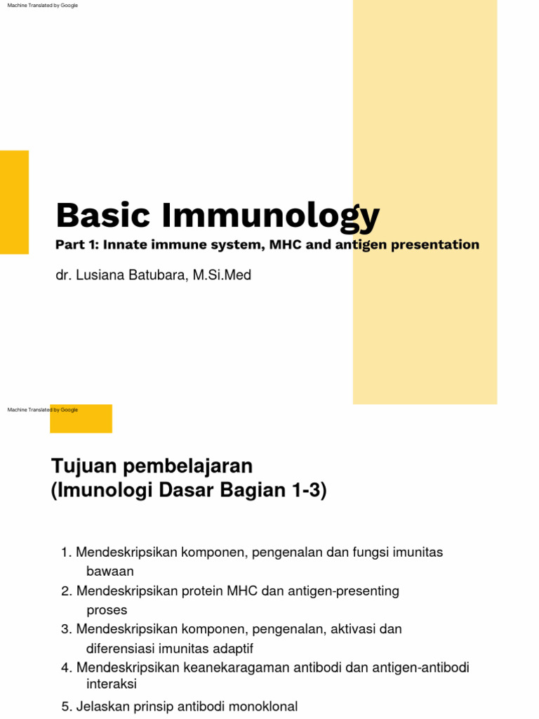 Basic Immunology Part 1 2023 | PDF