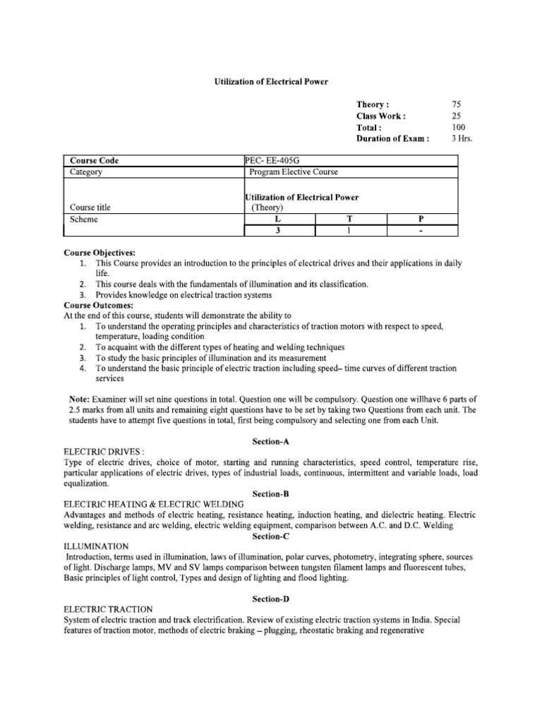 Utilization of Electric Power | PDF