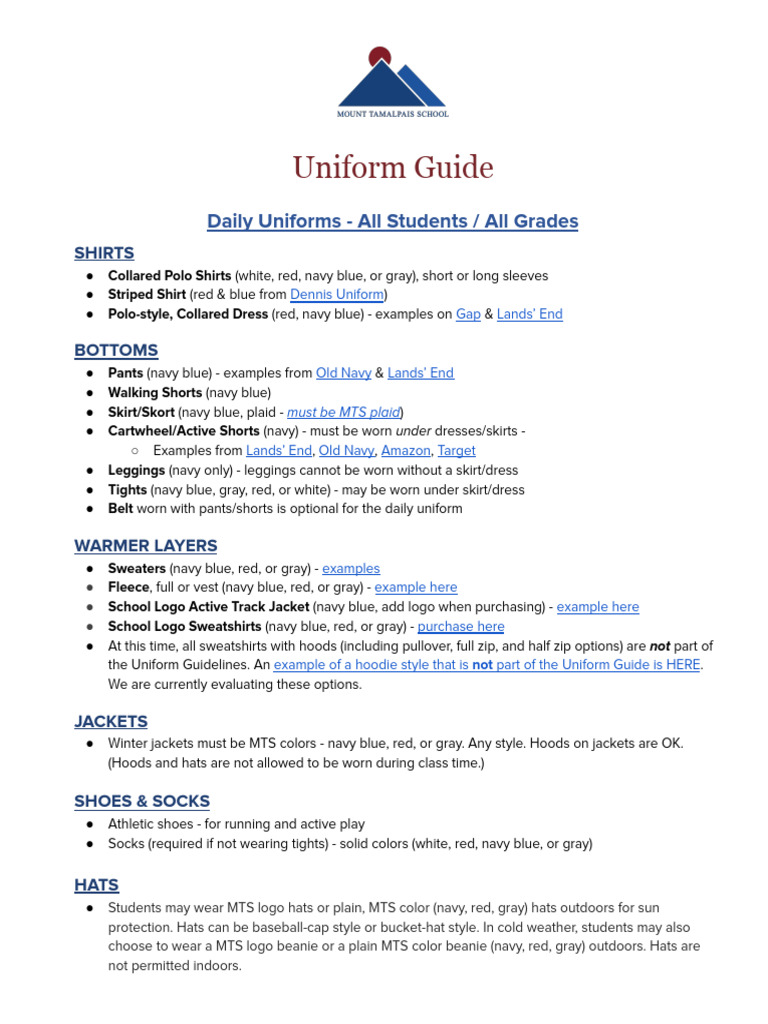 MTS Uniform Guide | Download Free PDF | Sweater | Clothing