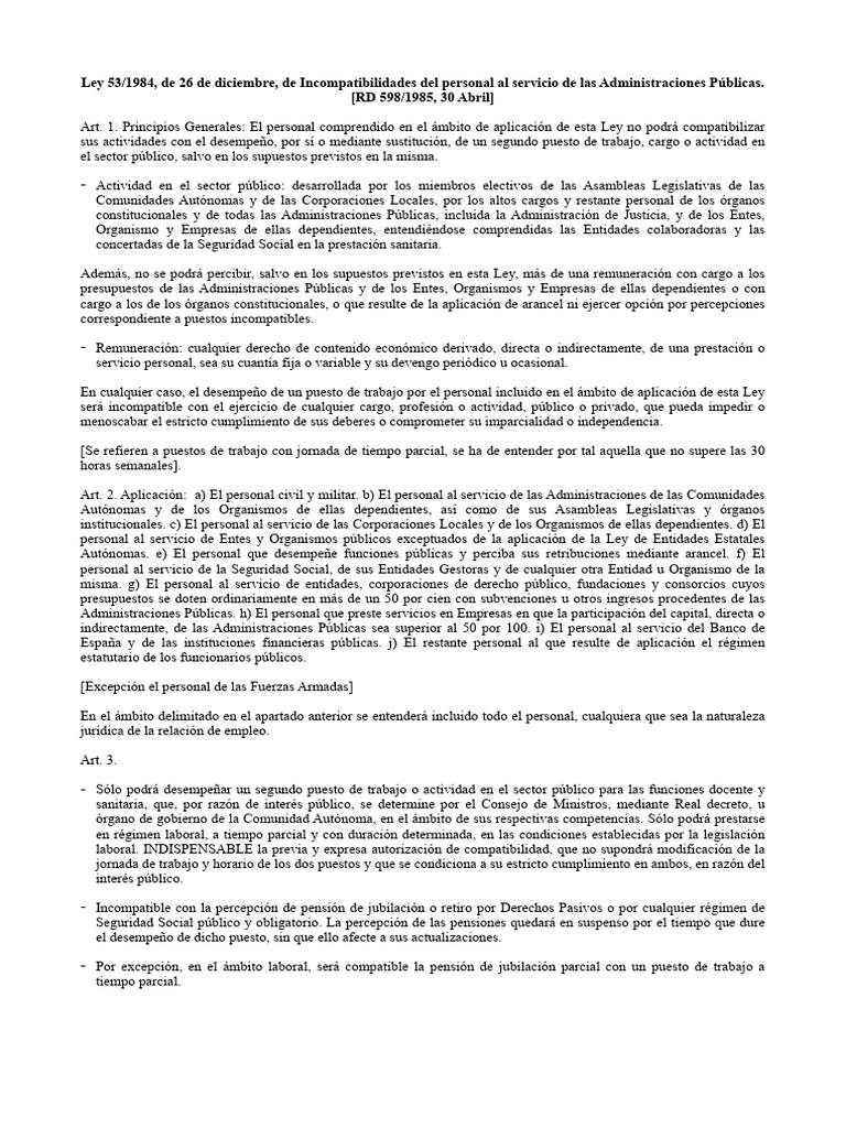 Ley 53:1984 | PDF | Derecho laboral | Servicio Civil