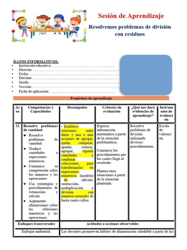 DIVISION CON RESIDUO | PDF | Matemáticas | Cognición