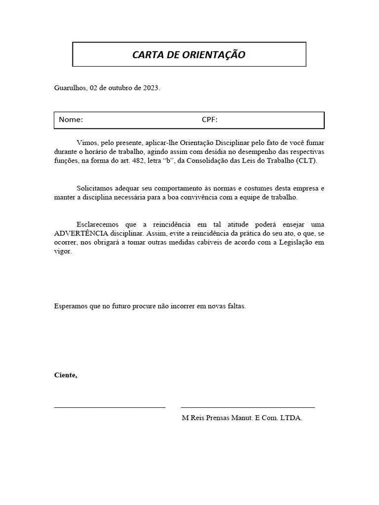 Carta de Orientação | PDF